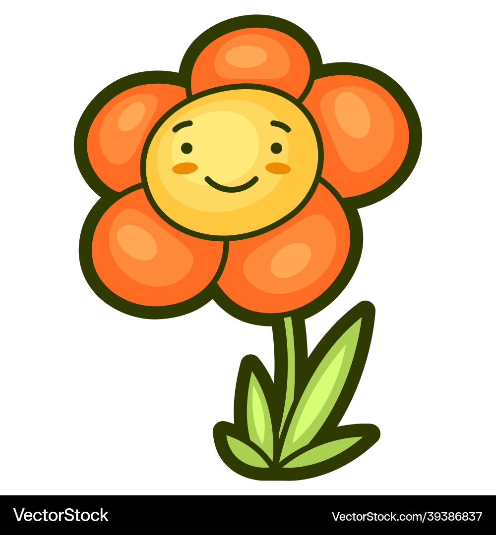Flower in cartoon style cute Royalty Free Vector Image