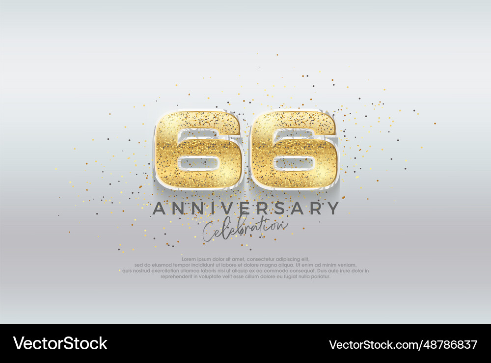Golden number 66th premium design with luxurious Vector Image
