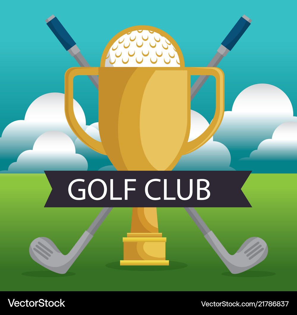 Golf sport club with trophy cup Royalty Free Vector Image