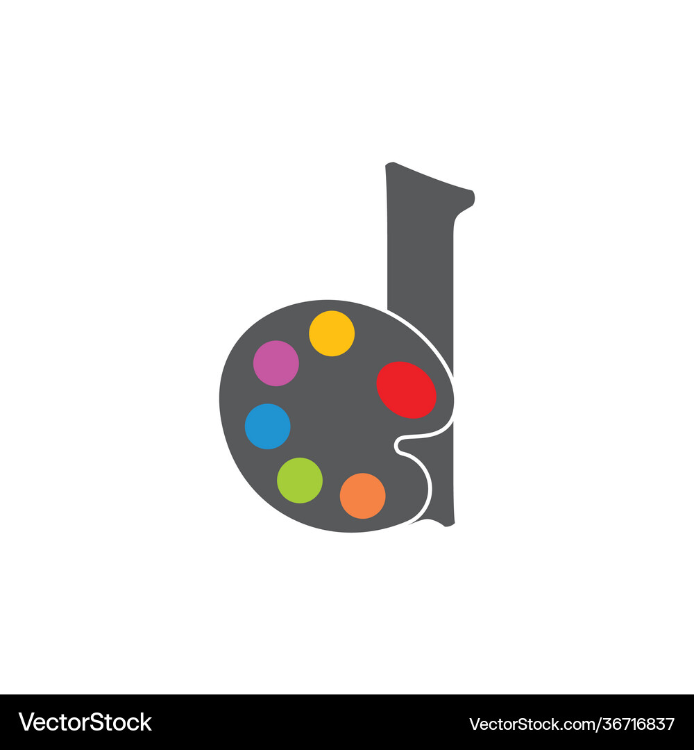 Letter d colorful drawing palette logo Royalty Free Vector