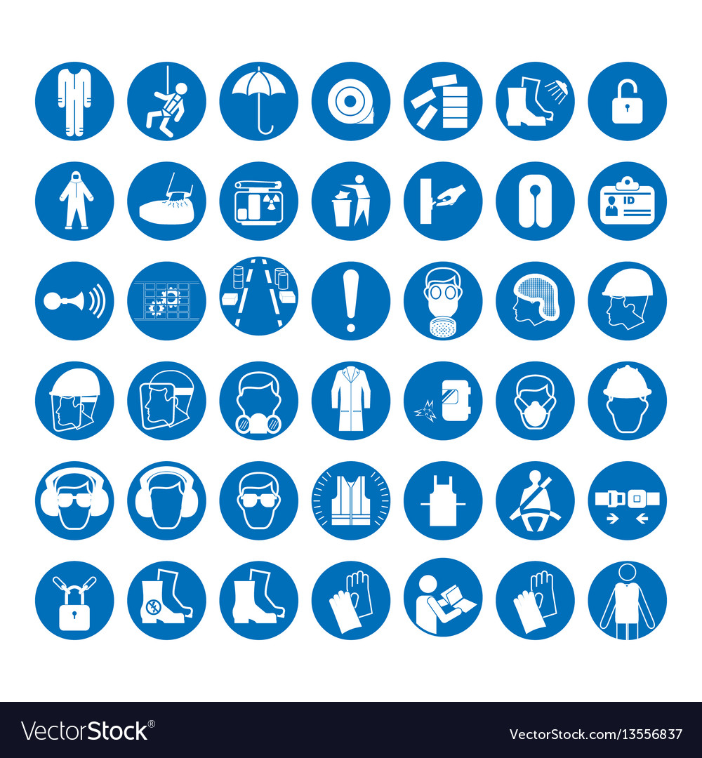 Set Of Safety And Health Protection Signs Vector Image