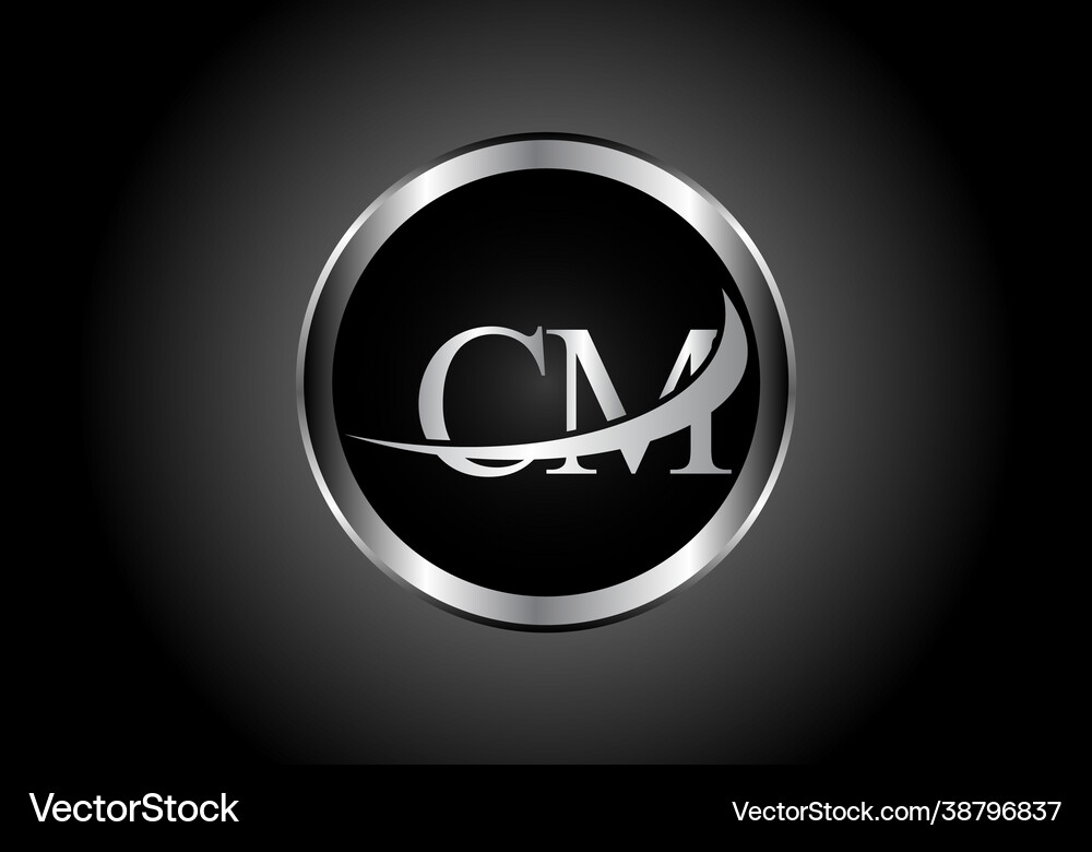 Silver letter cm metal combination alphabet logo Vector Image