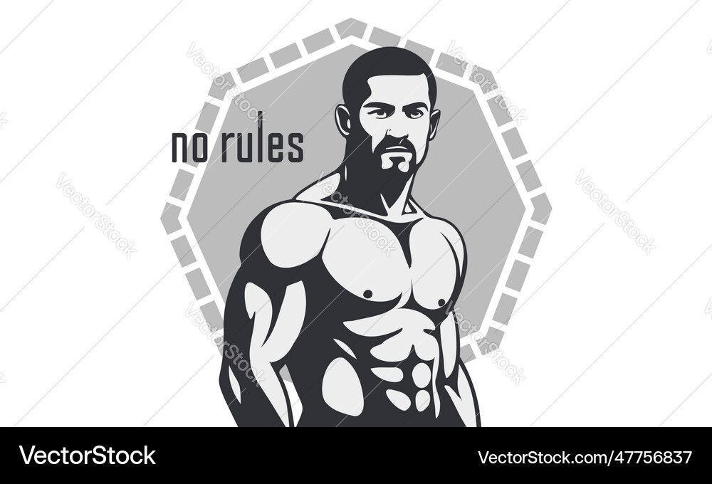 Strong powerful athletic serious male bodybuilder Vector Image