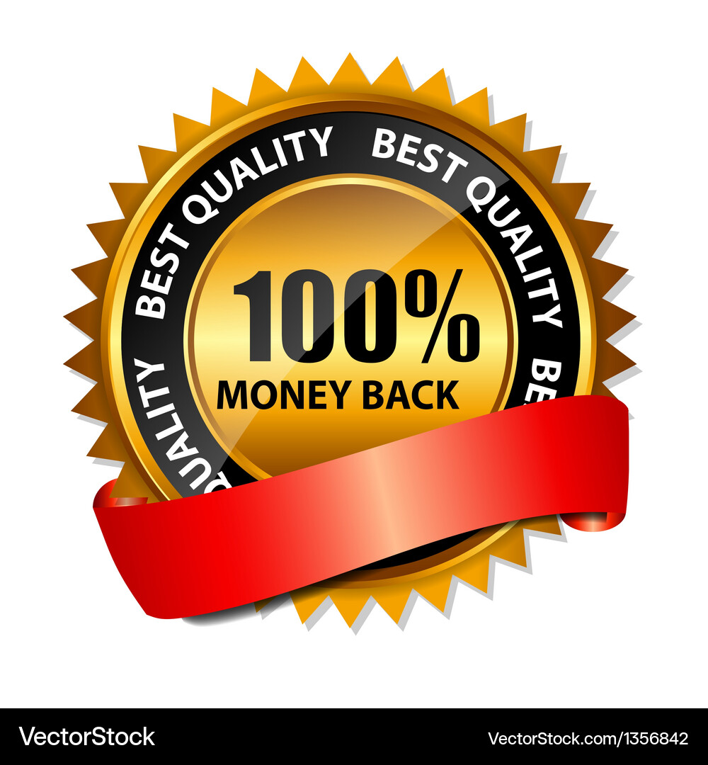100 money back gold sign label template Royalty Free Vector