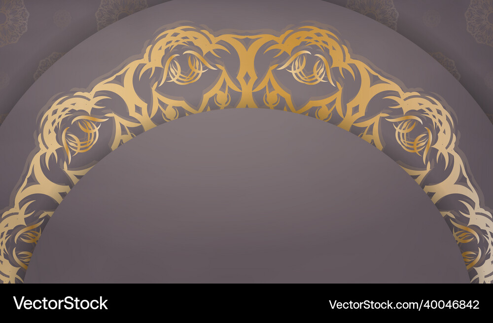 Brown banner with vintage gold pattern and text Vector Image