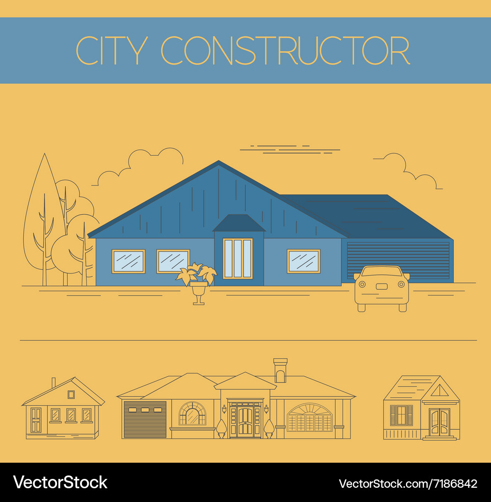 Building exteriors graphic template outline Vector Image