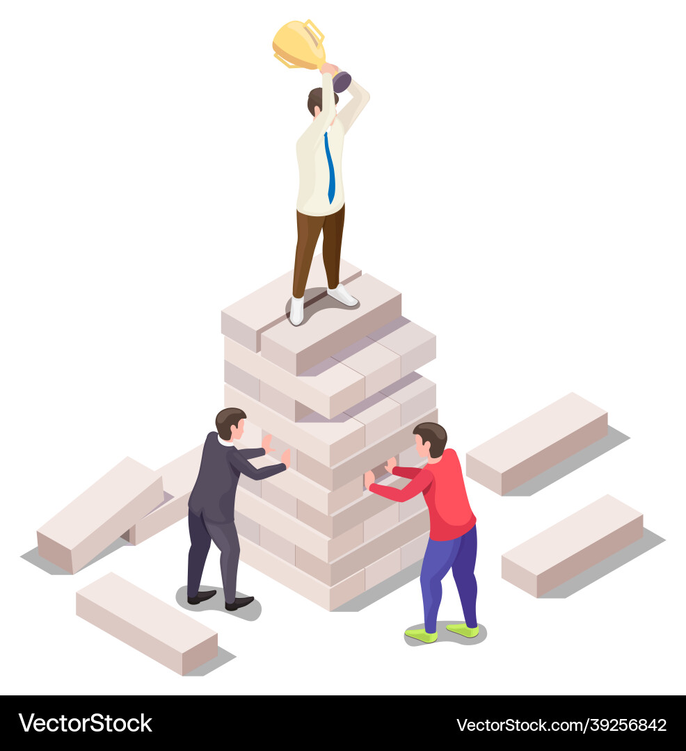 Business people playing jenga board game Vector Image