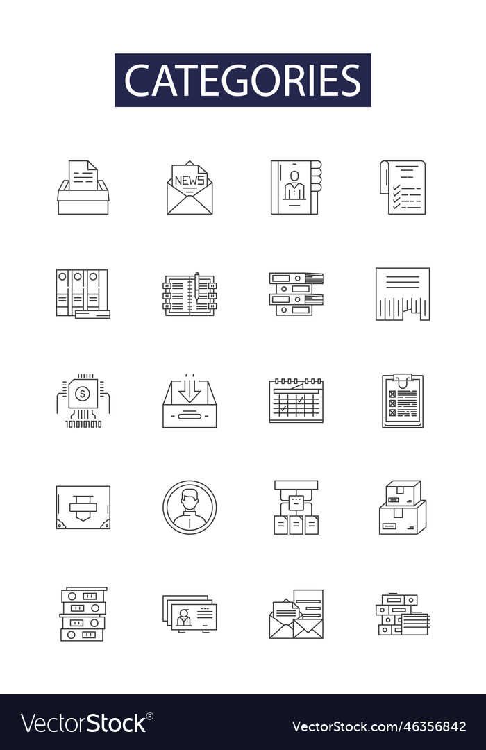 Categories line icons and signs grouping Vector Image Categories line icons and signs grouping Vector Image