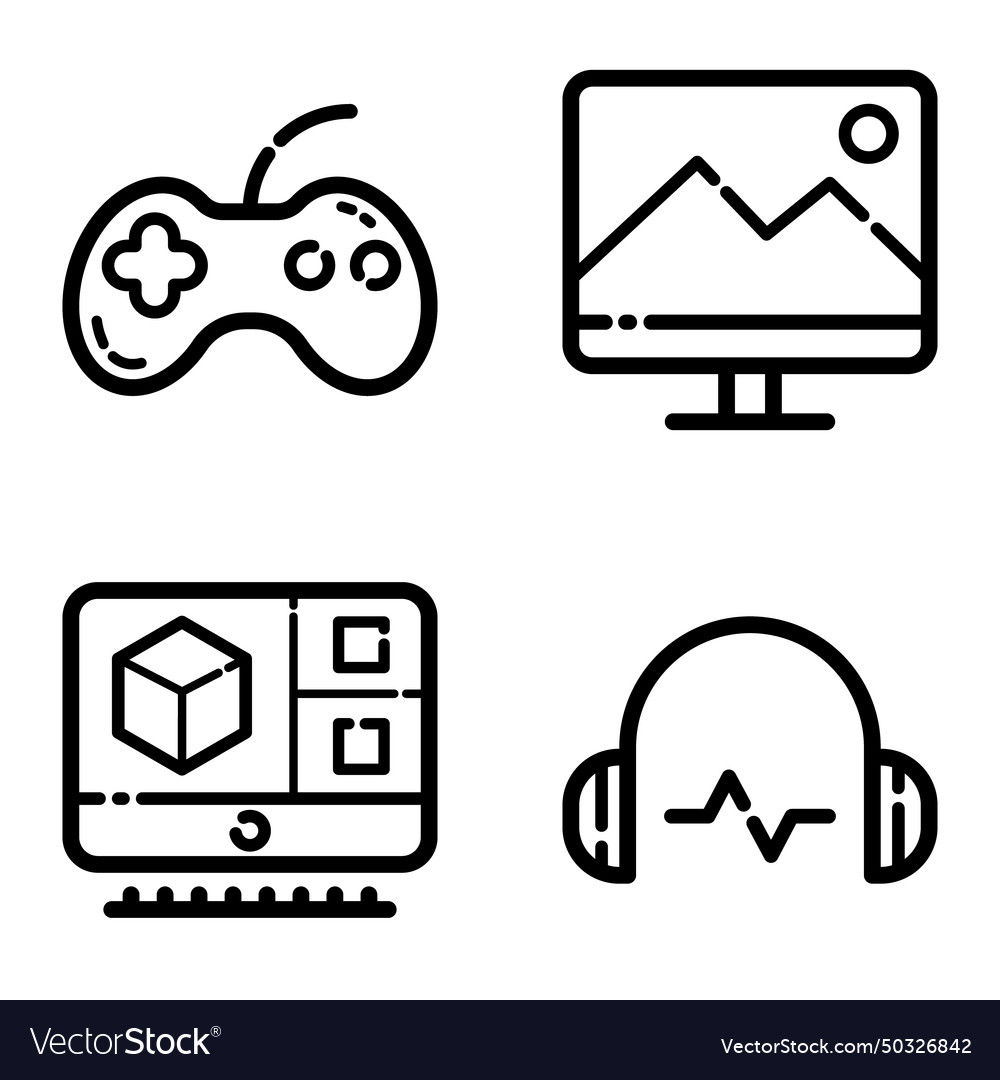 Computer technology flat icon set isolated Vector Image