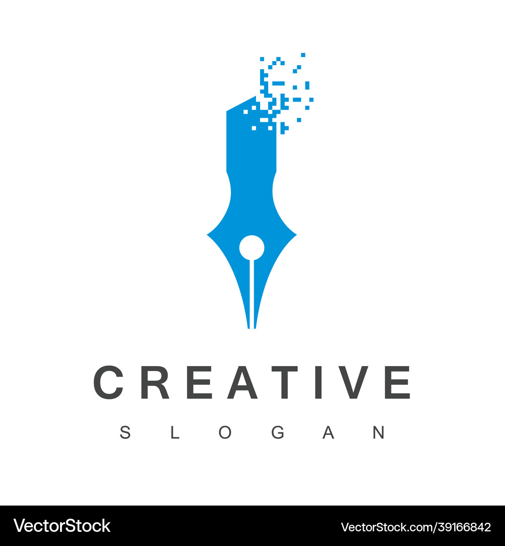 Creative company logo with pixel pen symbol Vector Image