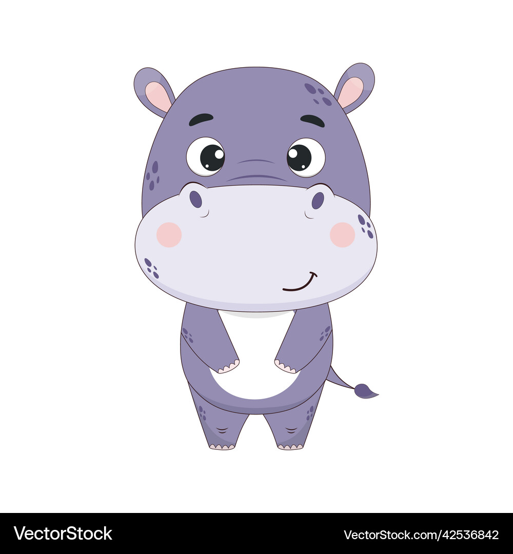 Cute cartoon hippo on a white background Vector Image