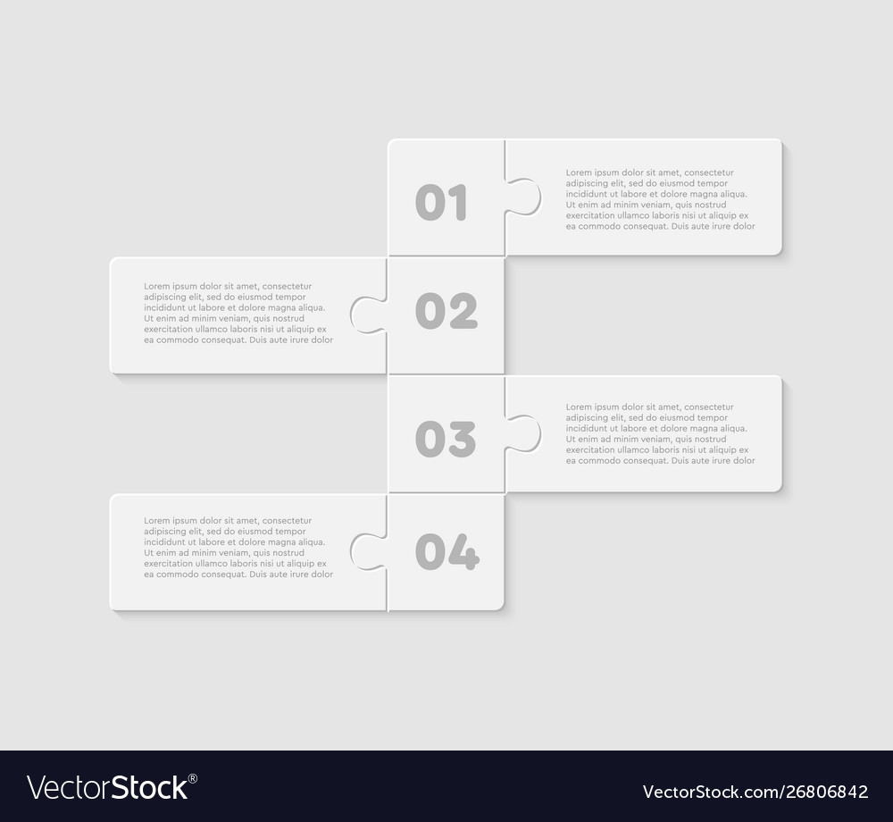 Four pieces puzzle rectangles line info graphic Vector Image
