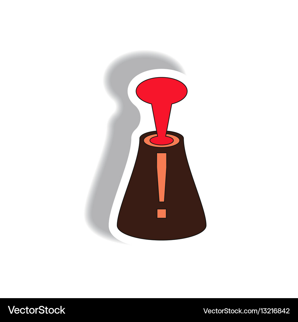 In paper sticker style volcano Royalty Free Vector Image