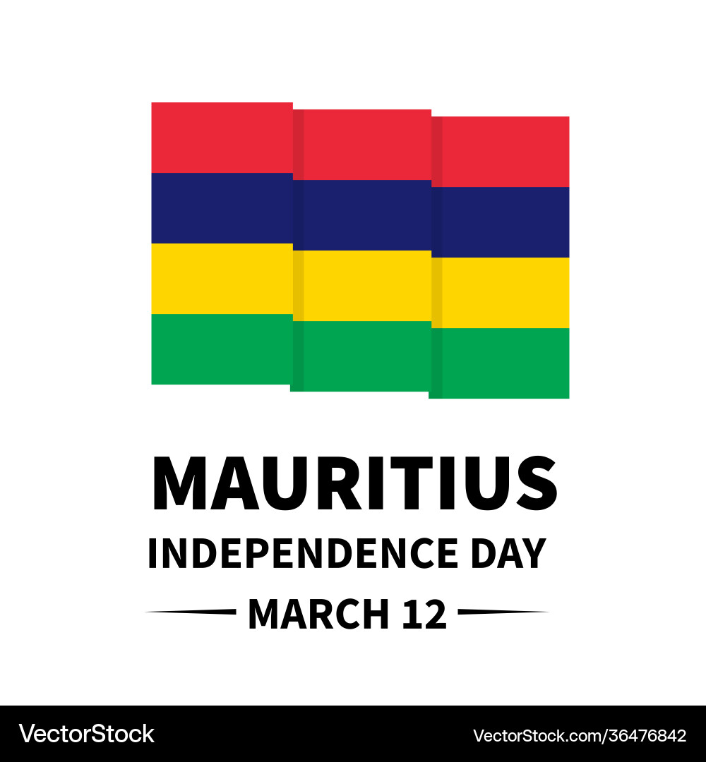 Mauritius independence day lettering with flag Vector Image