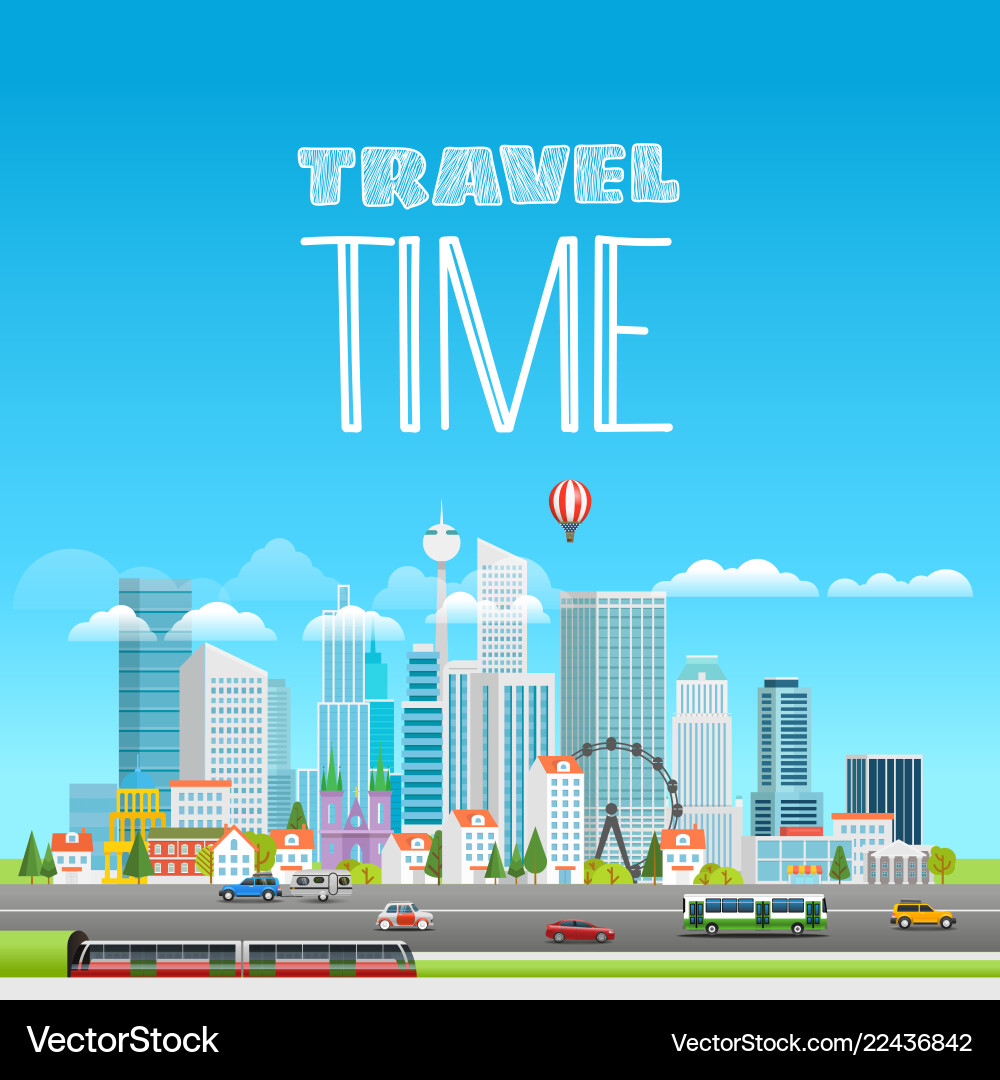Modern cityscape with different transport city Vector Image