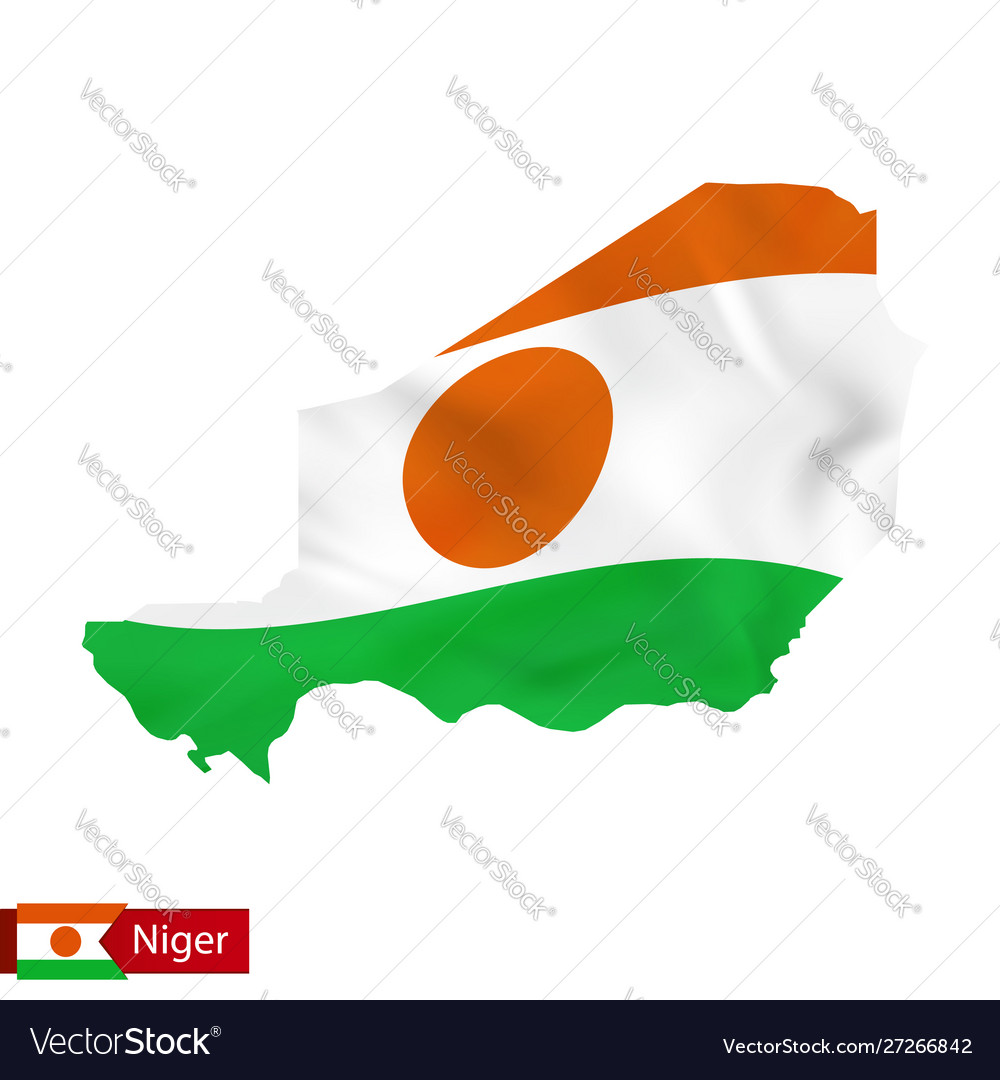 Niger map with waving flag country Royalty Free Vector Image