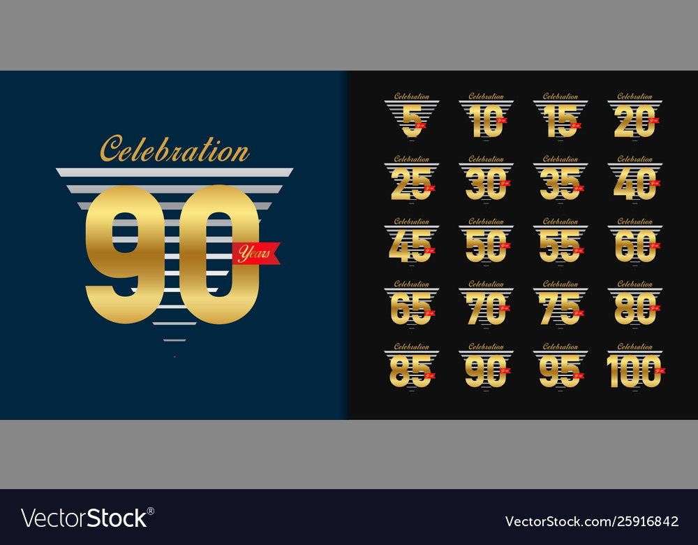 Set anniversary logotype golden Royalty Free Vector Image Set anniversary logotype golden Royalty Free Vector Image