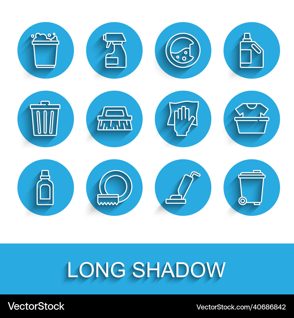 Set line bottle for cleaning agent washing dishes Vector Image