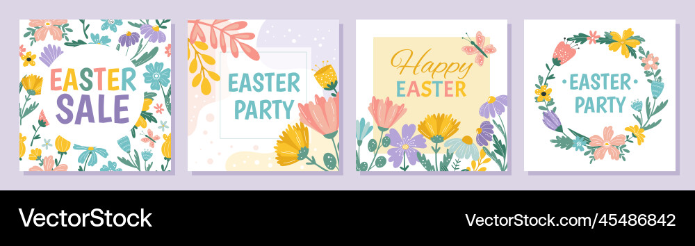 Spring flower frames easter floral cards summer Vector Image