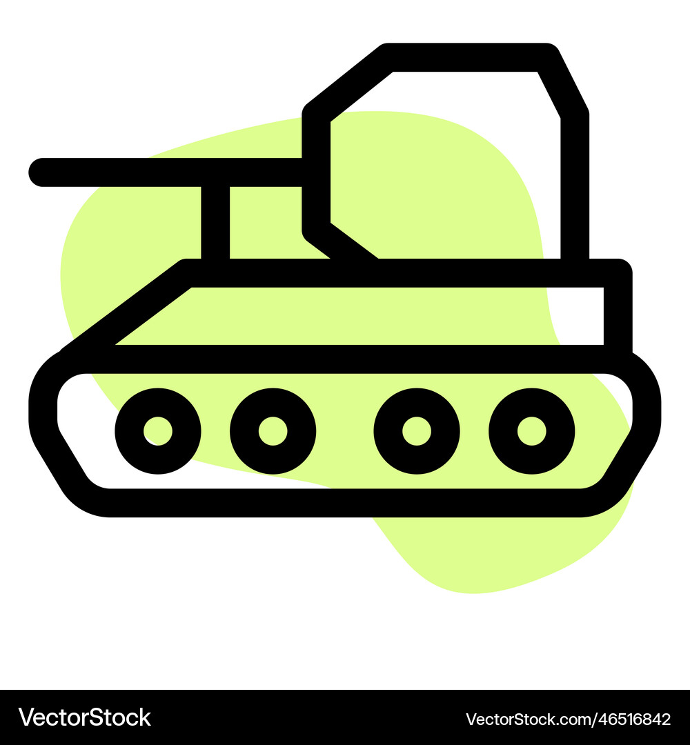 Tank with large barrel and tracked wheels Vector Image