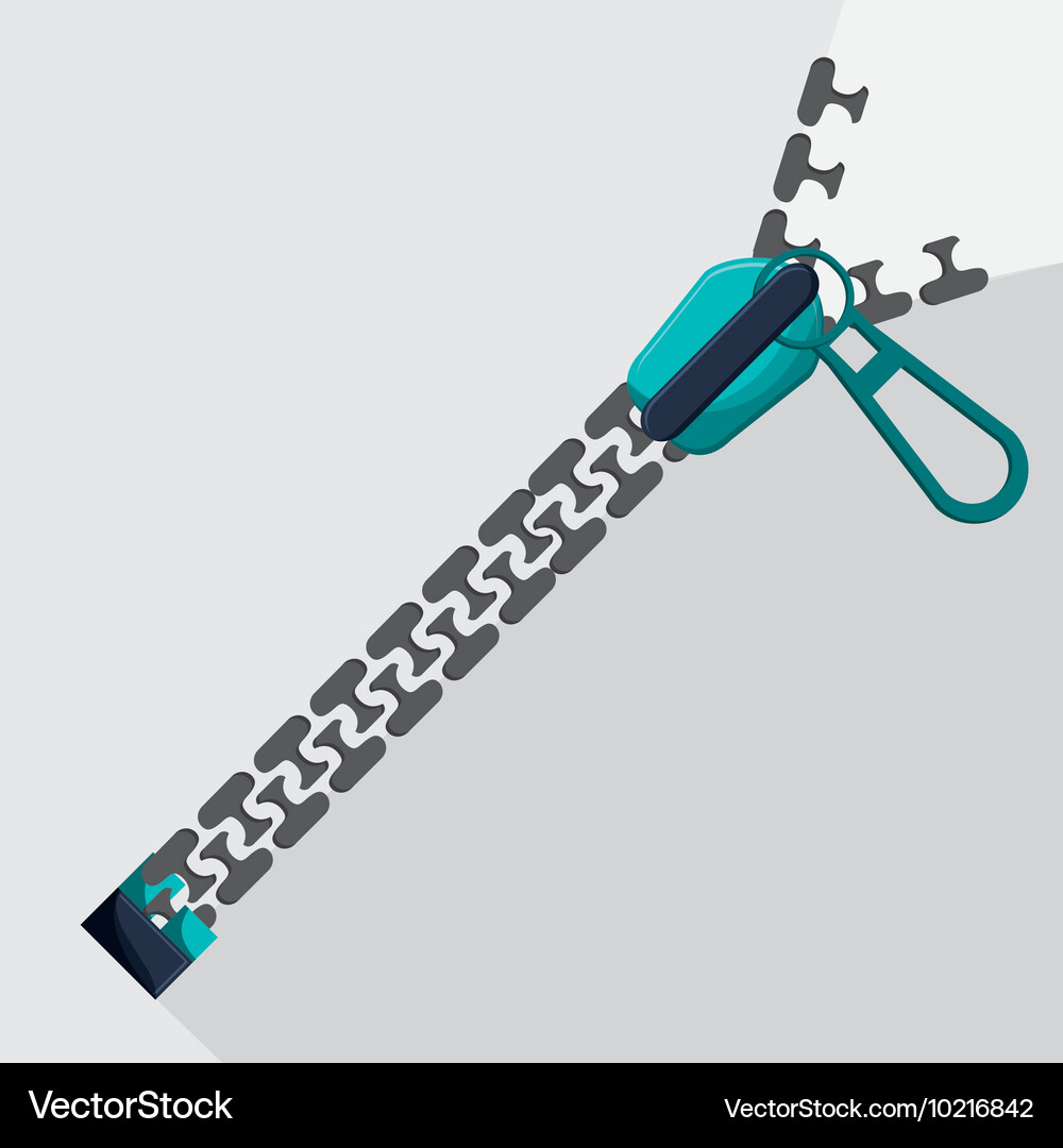 Zip blue zipper one cloth teeth icon Royalty Free Vector