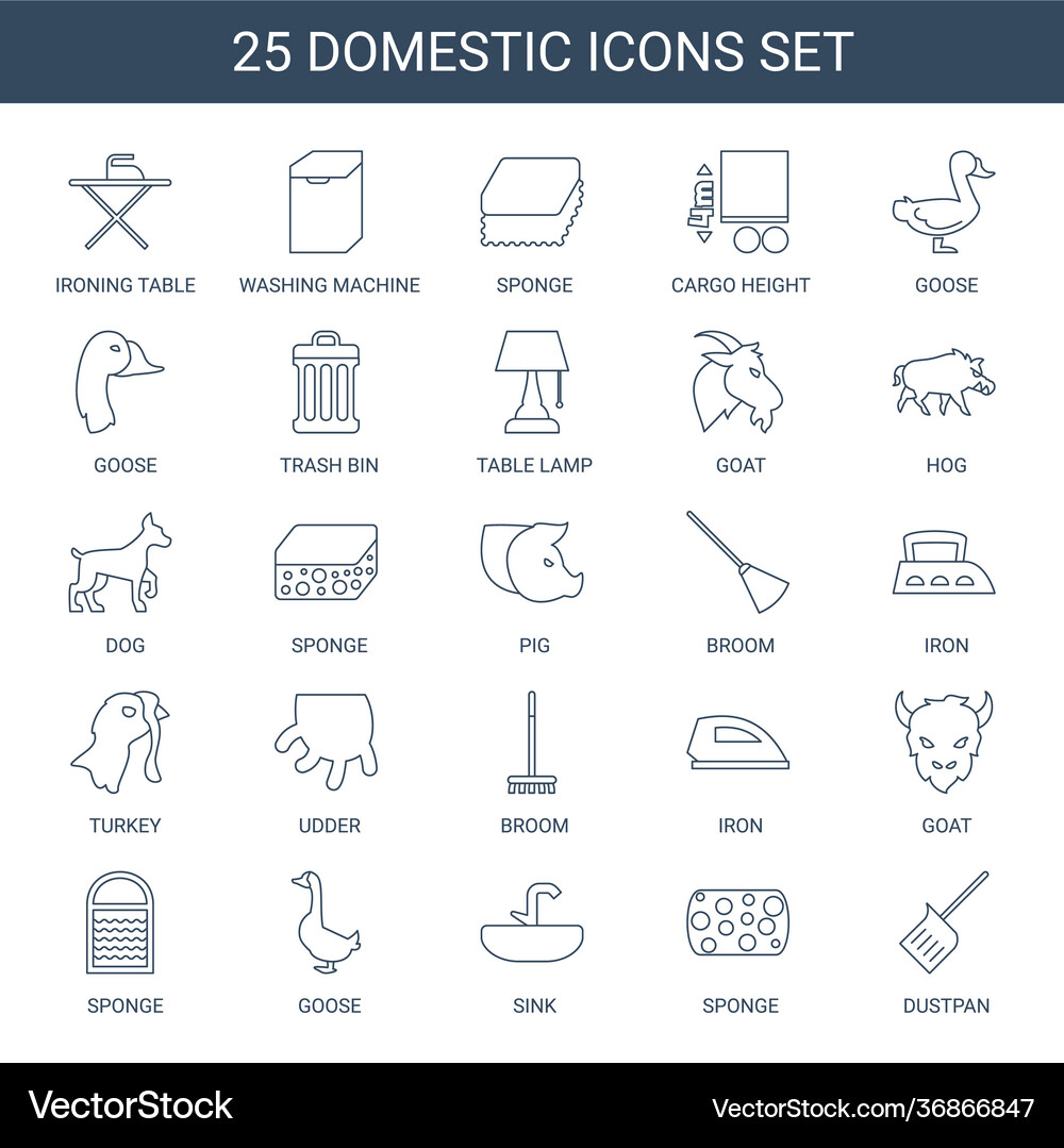 25 domestic icons Royalty Free Vector Image - VectorStock