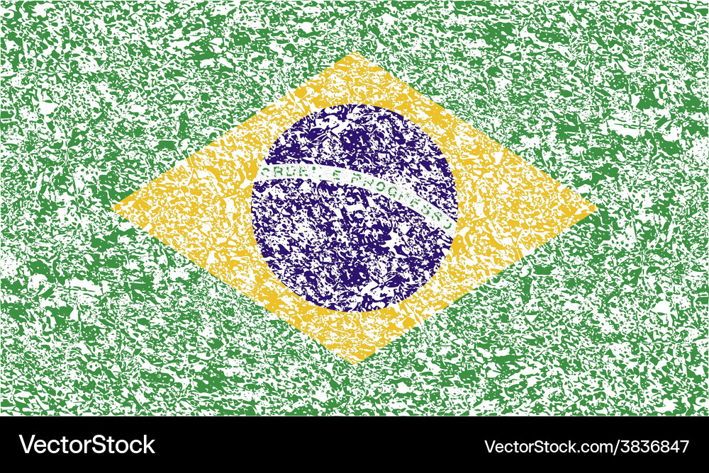 Flag of brazil with old texture Royalty Free Vector Image