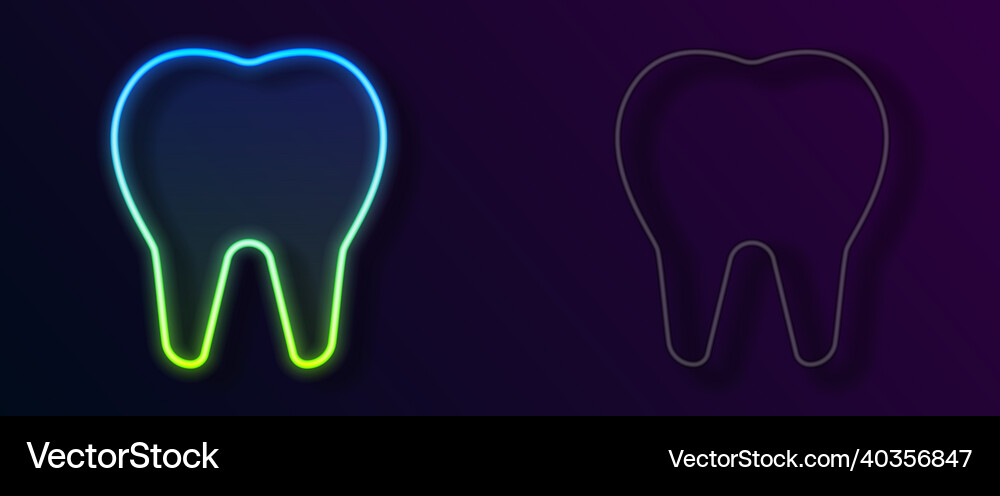Glowing neon line tooth icon isolated on black Vector Image