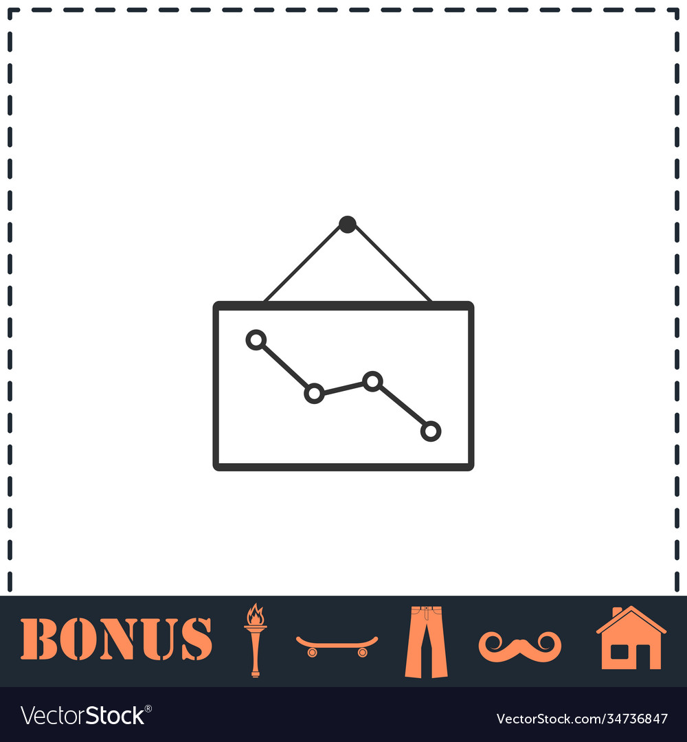 Graph down icon flat Royalty Free Vector Image