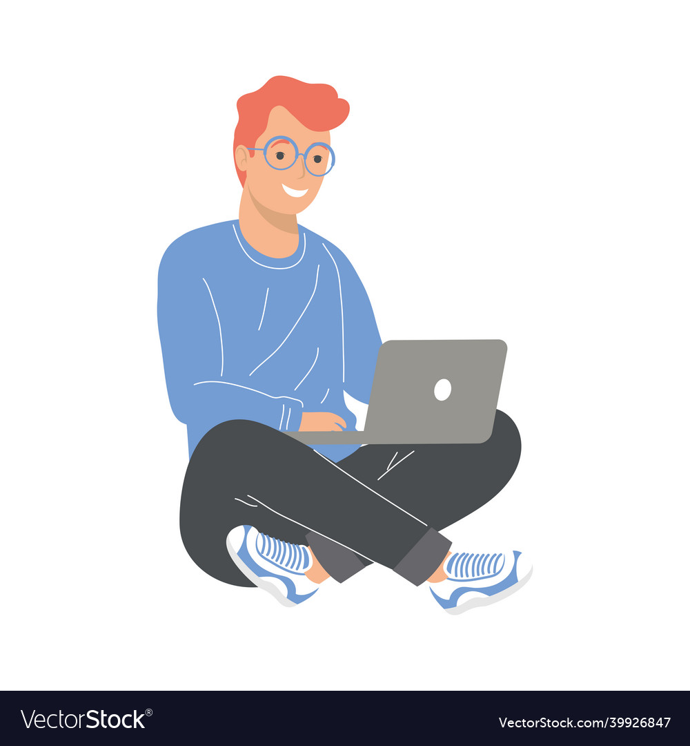 Man using laptop Royalty Free Vector Image - VectorStock