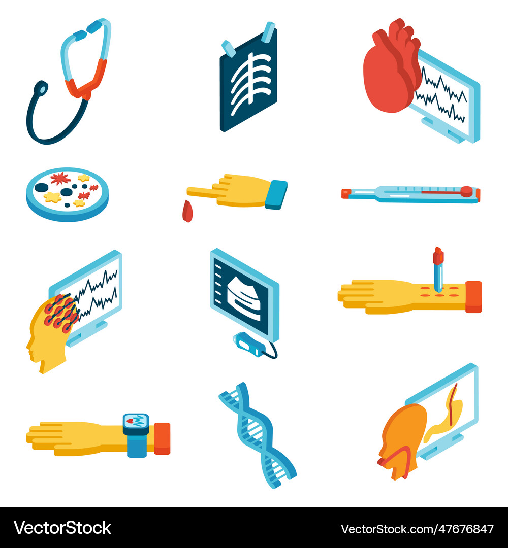 Medical isometric icons Royalty Free Vector Image