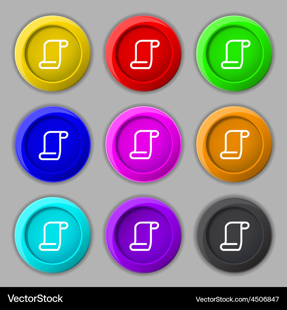 Paper scroll icon sign symbol on nine round Vector Image
