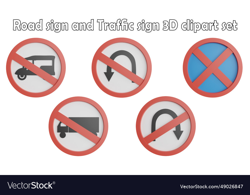 Road sign and traffic clipart element Royalty Free Vector