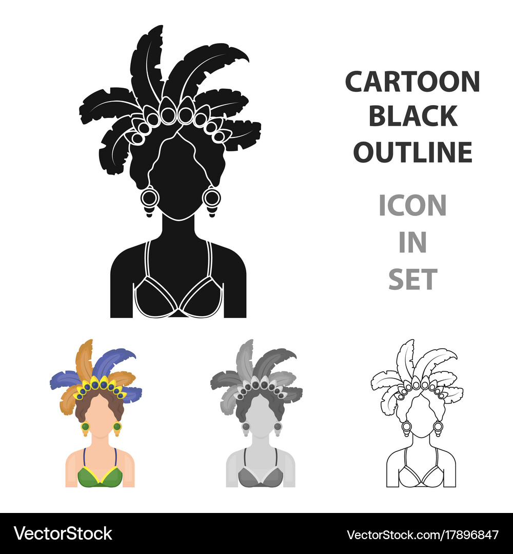 Samba dancer icon in cartoon style isolated Vector Image