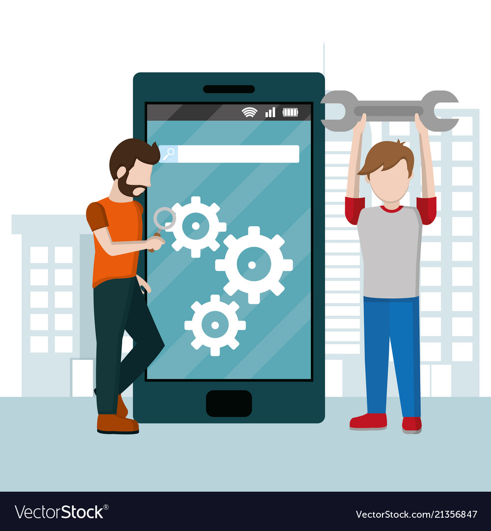 Smartphone technical support Royalty Free Vector Image