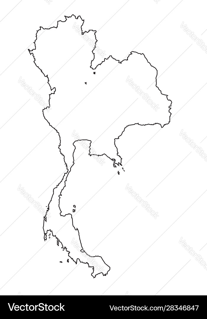 Thailand outline map Royalty Free Vector Image