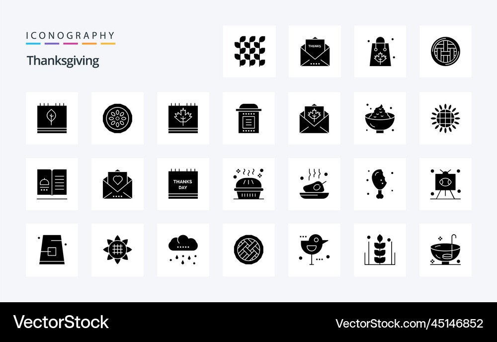 25 thanksgiving solid glyph icon pack Royalty Free Vector