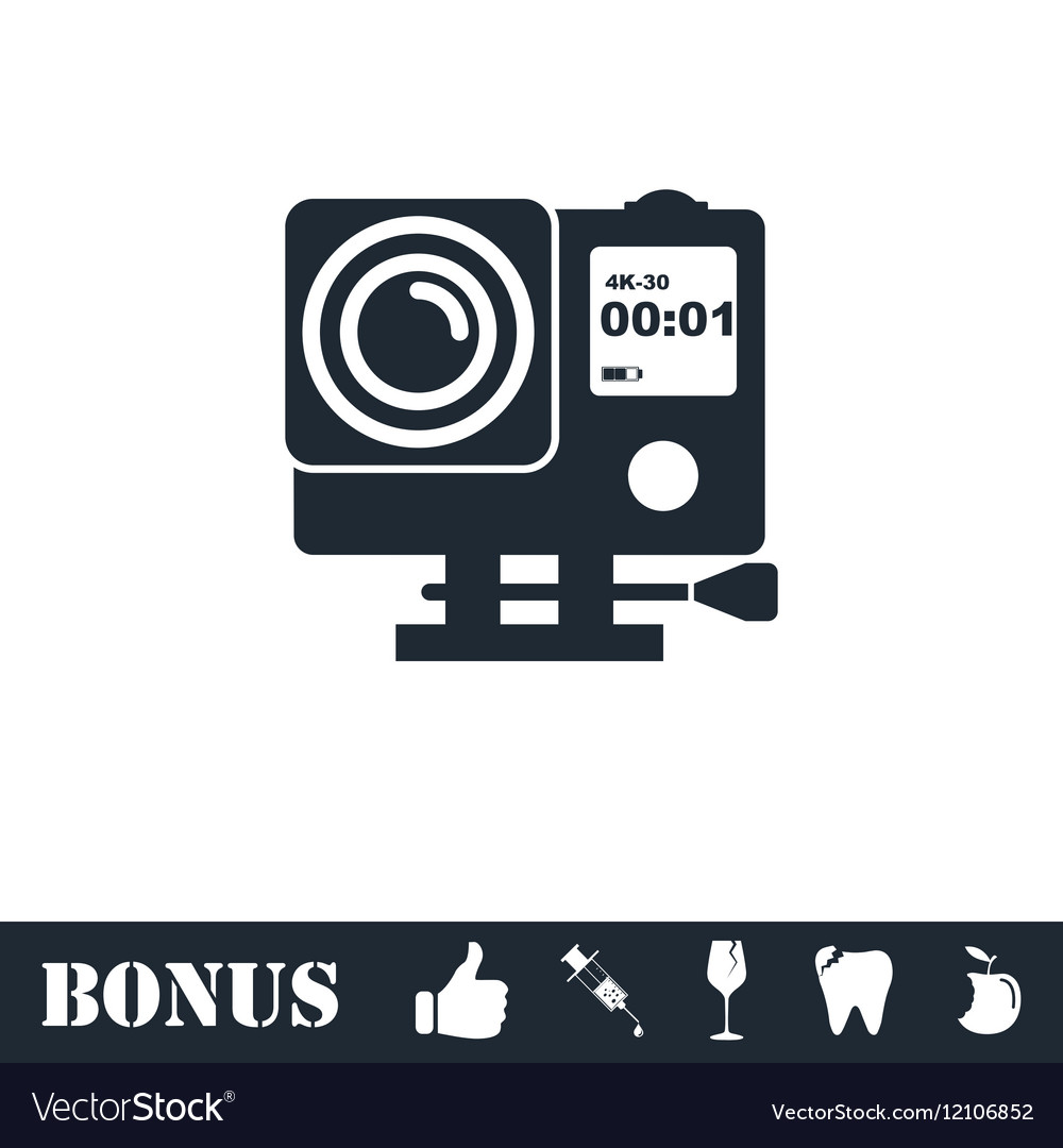 Action camera icon flat Royalty Free Vector Image