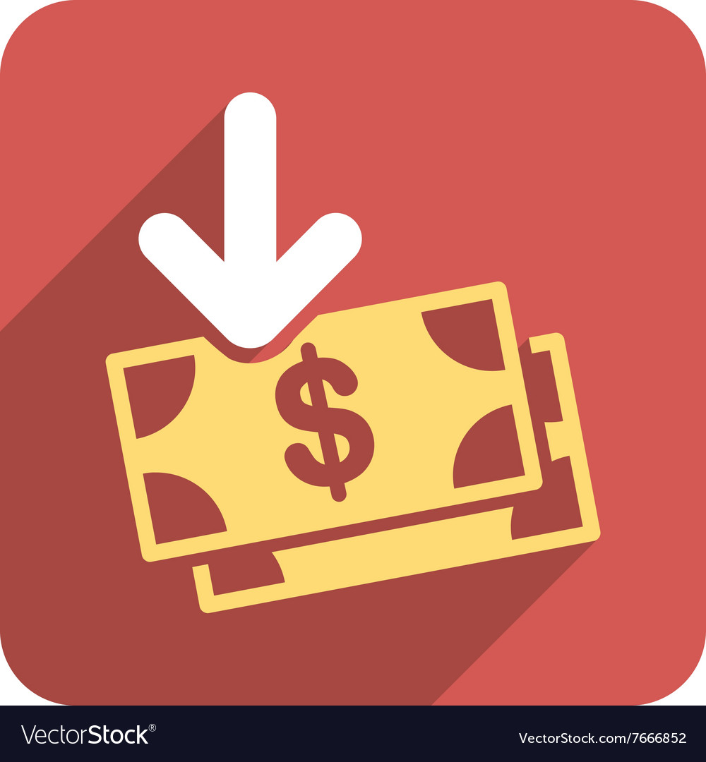 Banknotes income flat rounded square icon Vector Image Banknotes income flat rounded square icon Vector Image