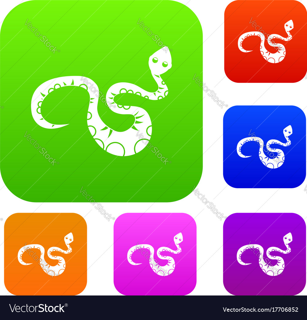 Black snake set color collection Royalty Free Vector Image