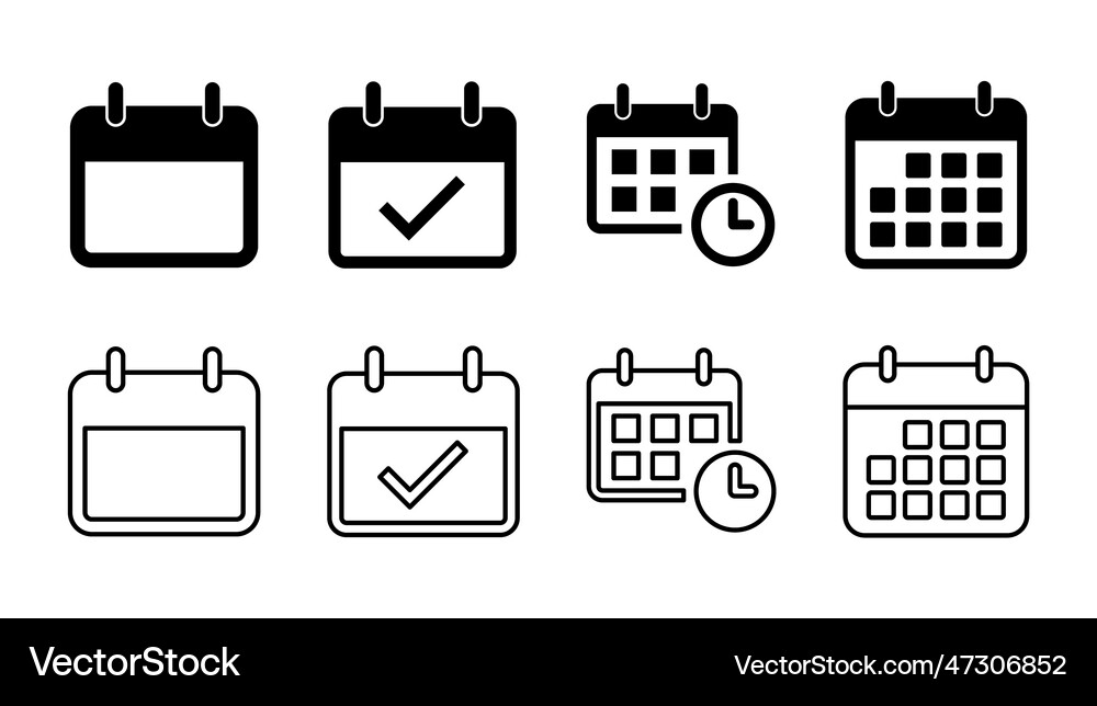 Calendar icon set calender symbol icon Royalty Free Vector