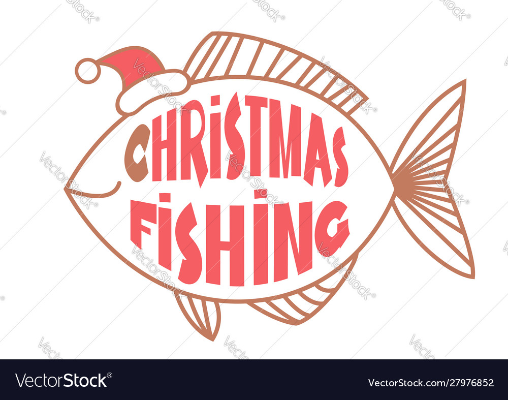 Christmas fishing card background with text Vector Image