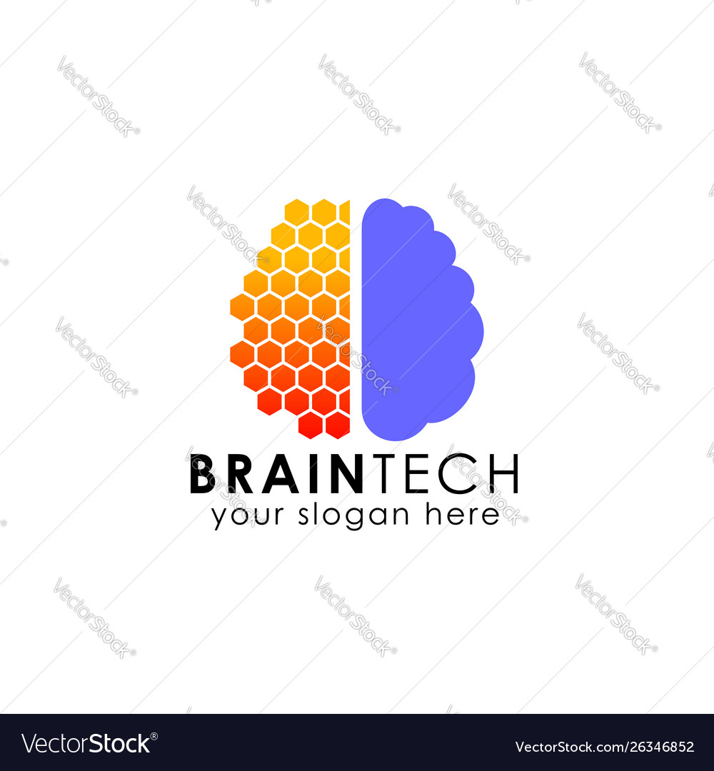 Digital brain logo design Royalty Free Vector Image