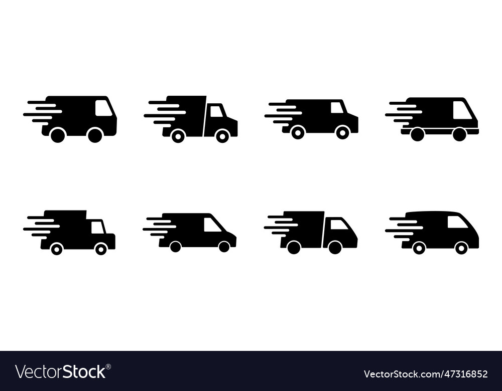 Fast shipping delivery truck icon set delivery Vector Image