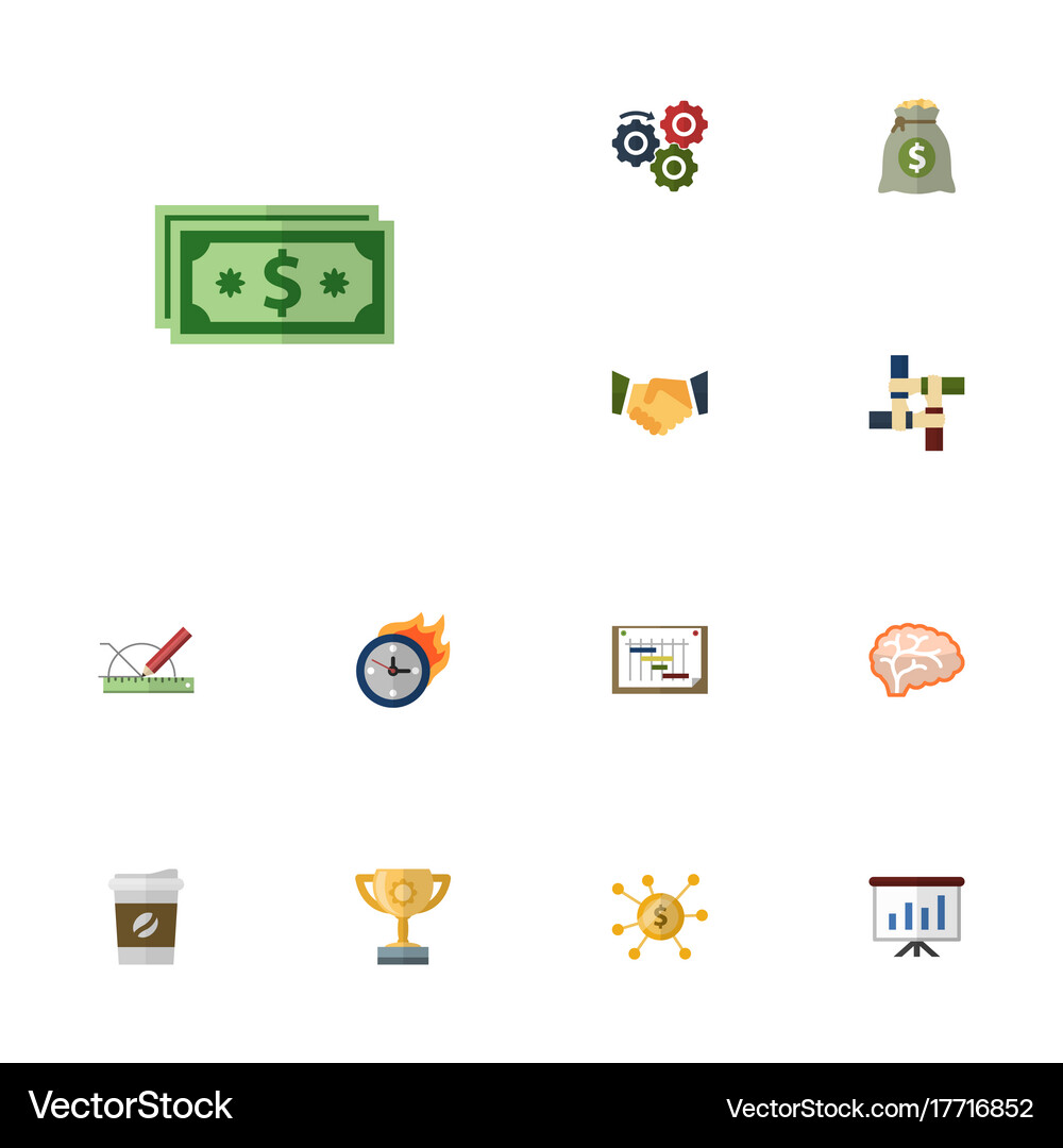 Flat icons gear schedule financing and other Vector Image