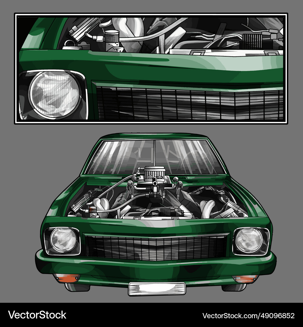 Green drag racing car with grey strip Royalty Free Vector