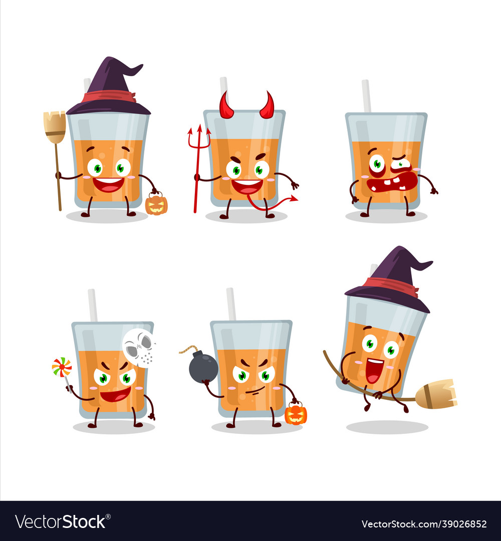 Halloween expression emoticons with cartoon Vector Image