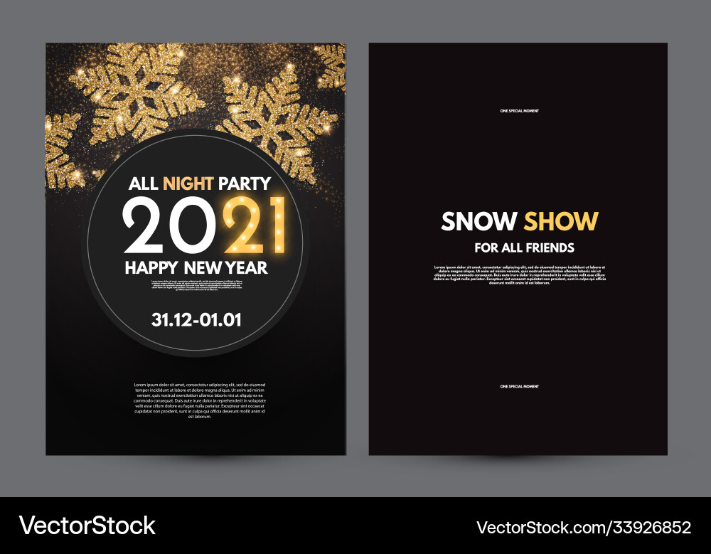 Happy new 2021 year flyer design template set Vector Image