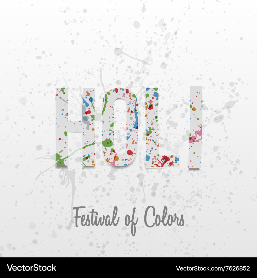 Holi paper word with color splashes Royalty Free Vector
