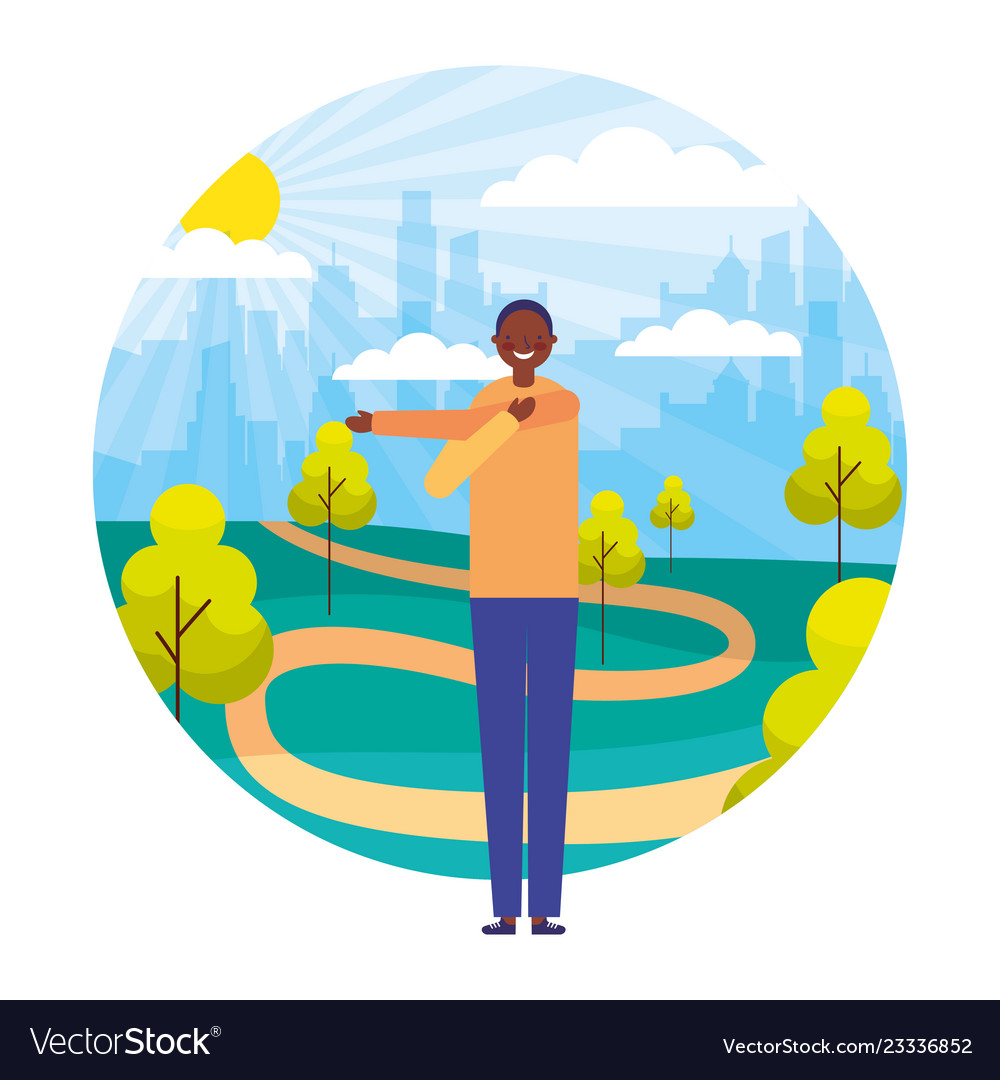 Man daily routine activity park Royalty Free Vector Image Man daily routine activity park Royalty Free Vector Image